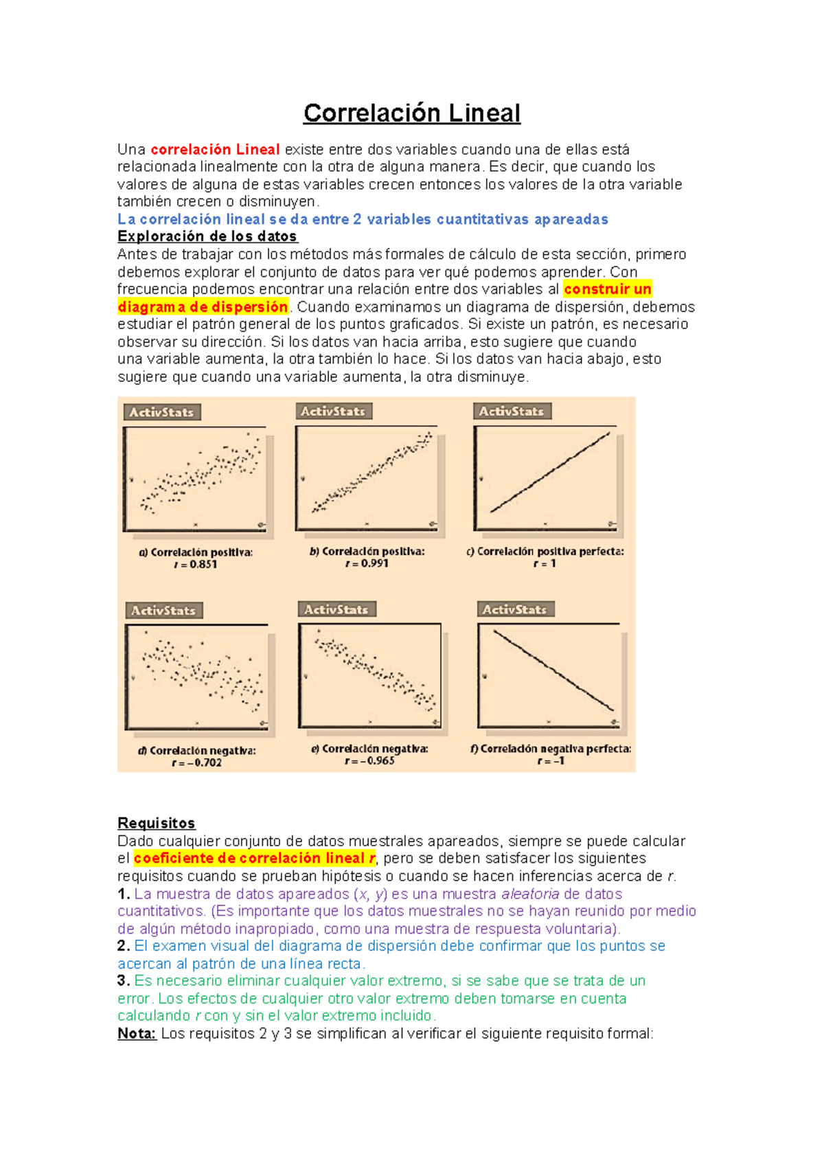 Correlación Lineal - Correlación Lineal Una correlación Lineal existe ...