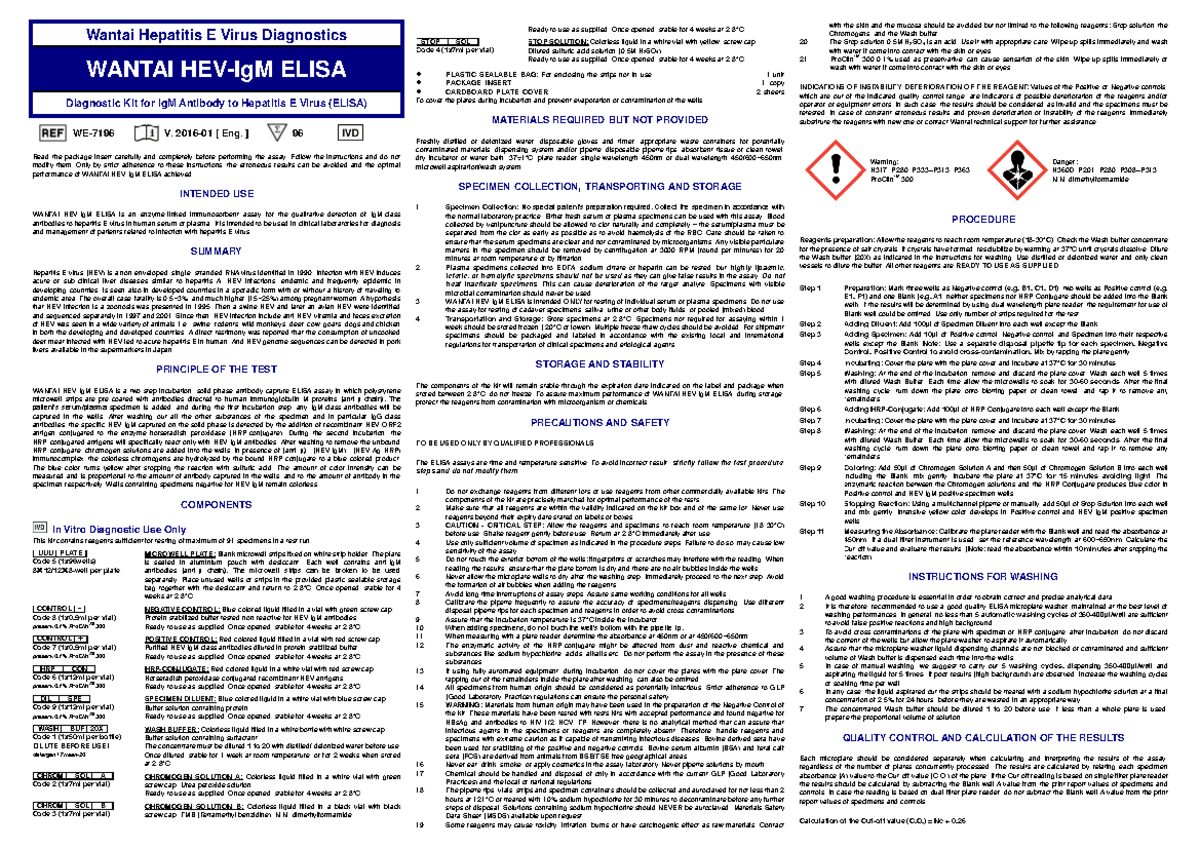 Bula Wantai HEV IGM Elisa - Wantai Hepatitis E Virus Diagnostics WANTAI ...
