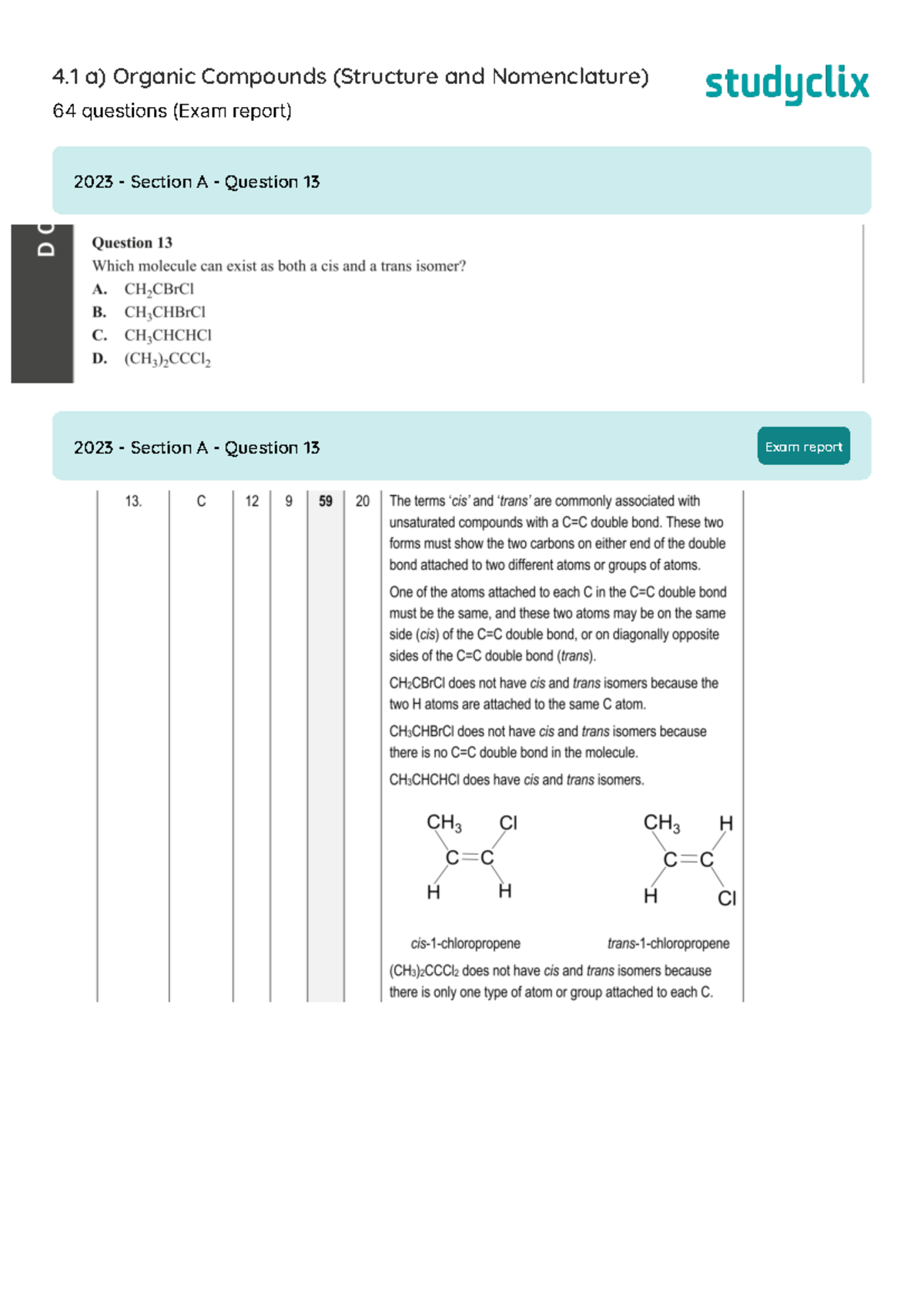 4.1 a) Organic Compounds (Structure and Nomenclature) Questions - Studocu