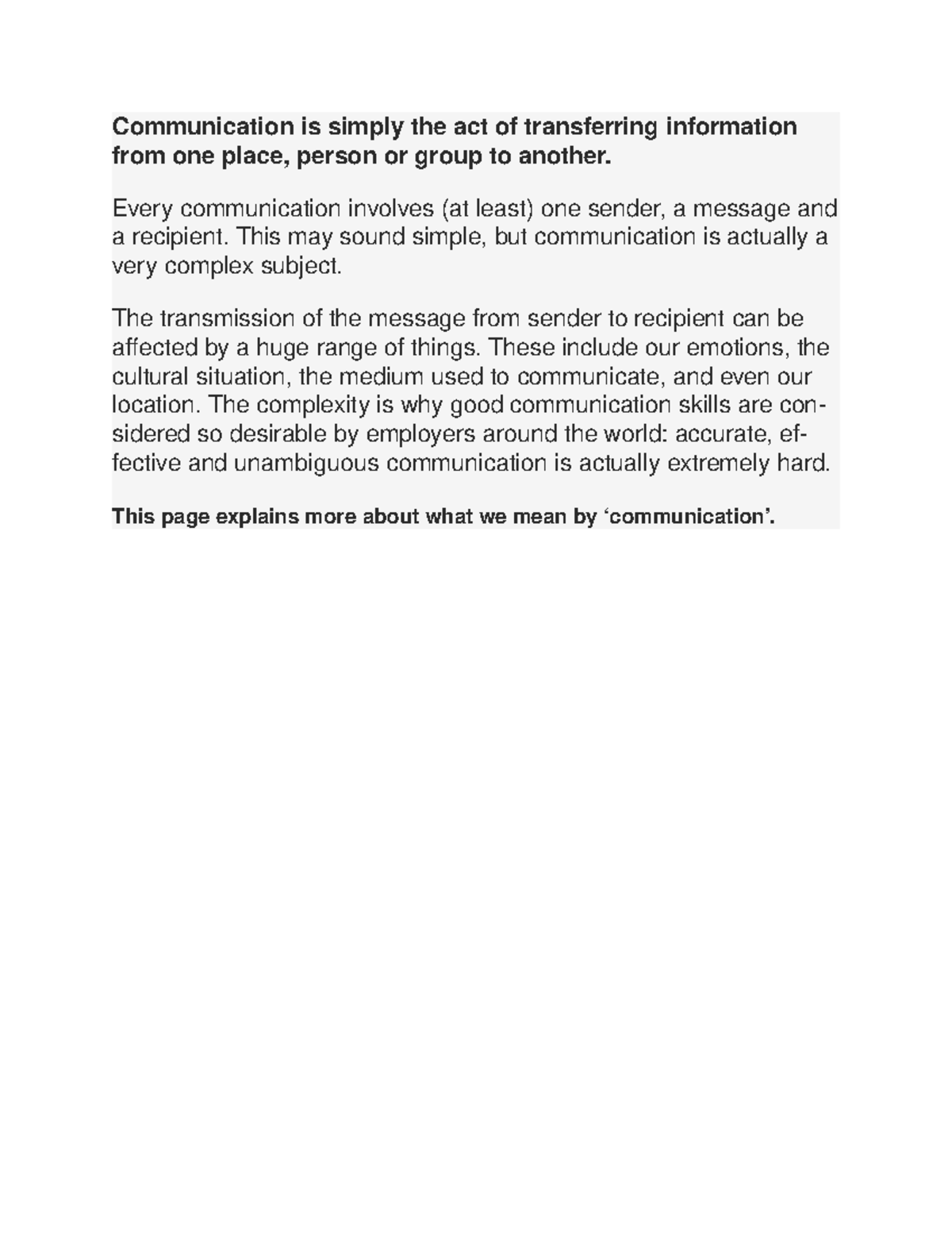 Communication - bus101 - Communication is simply the act of ...