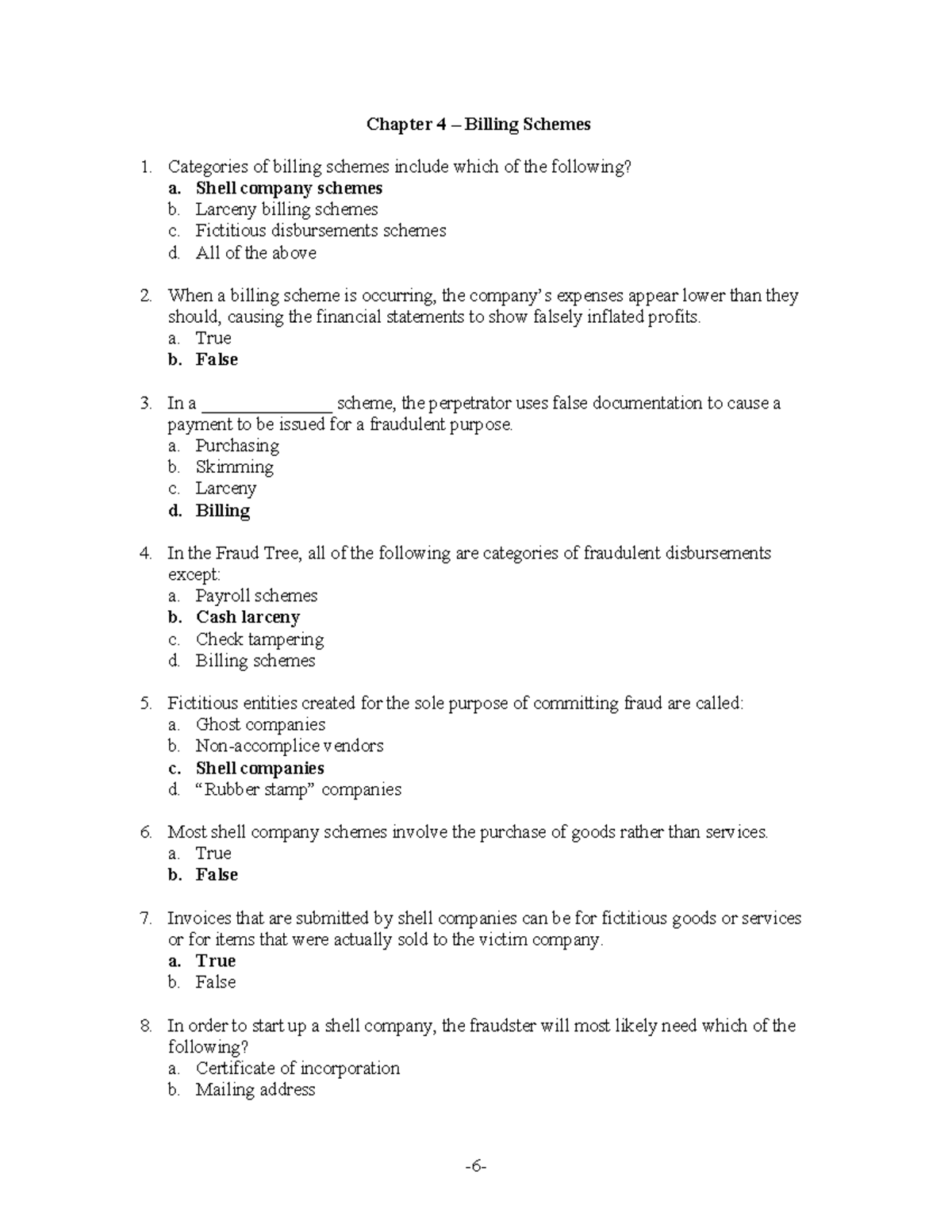 Ch04 - Question bank chapter 04 - Chapter 4 – Billing Schemes ...