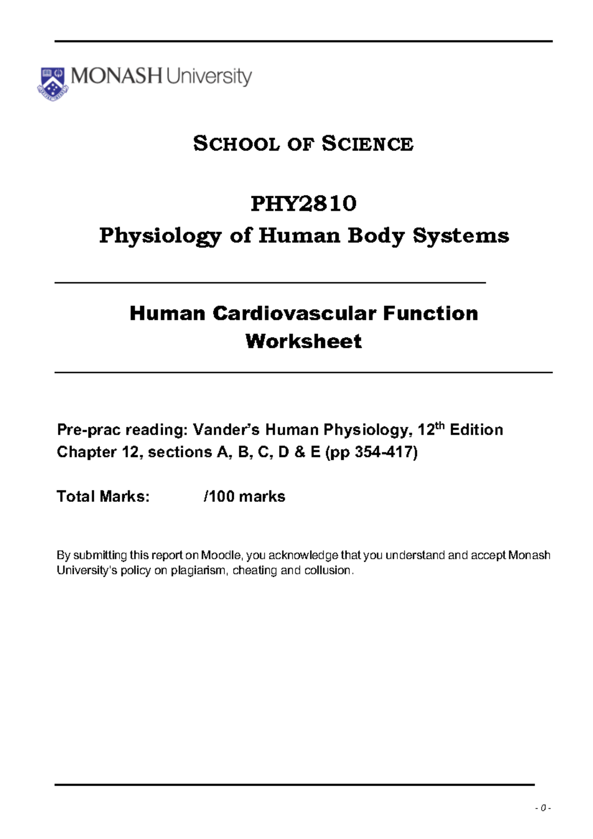 Studocu PHY 2810 Human Cardiovascular Function Worksheet 2021 - 0 ...