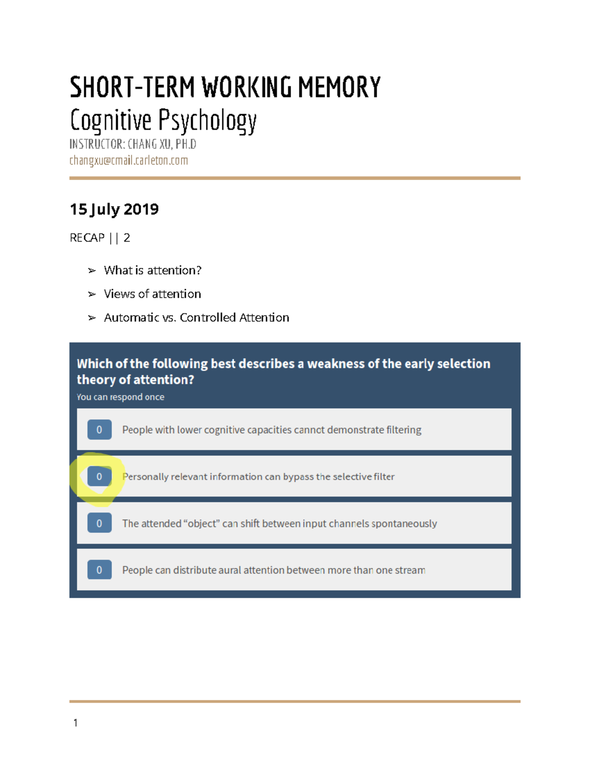 L4 19 07 15 - Lecture notes 4 - SHORT-TERM WORKING MEMORY Cognitive ...