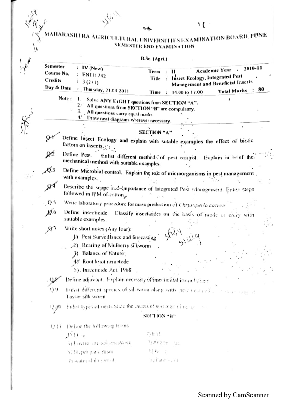 Ento-1 - Agriculture is the art and science of cultivating the soil ...