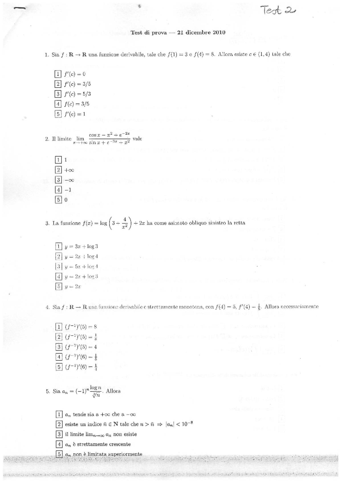 Simulazioni del test informatizzato - Test di prova —— 21 dicembre 2010 ...