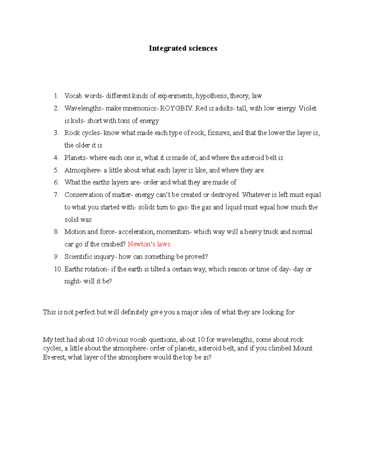 Integrated sciences help - Integrated sciences Vocab words- different ...