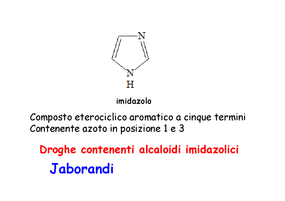 13 Alcaloidi imidazolidici - imidazolo Composto eterociclico aromatico ...