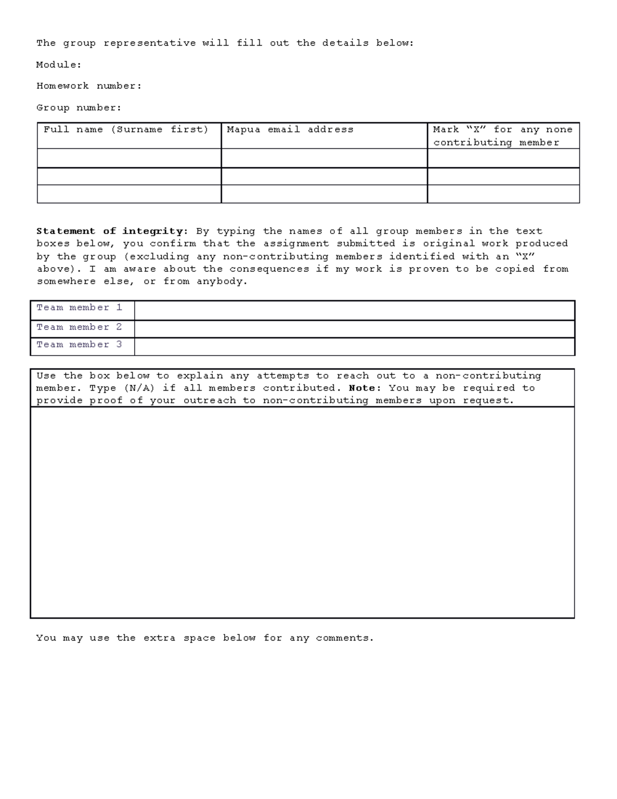 Template - notes - The group representative will fill out the details ...