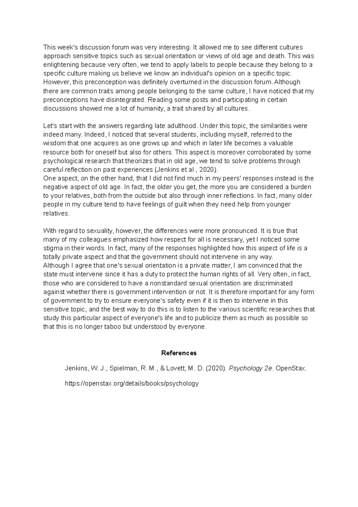 Learning Journal Unit 5 PSYC 1504 - This week's discussion forum was ...