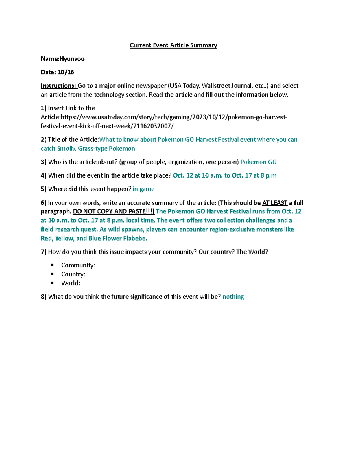 Current Event Article Summary-7 - Current Event Article Summary Name ...