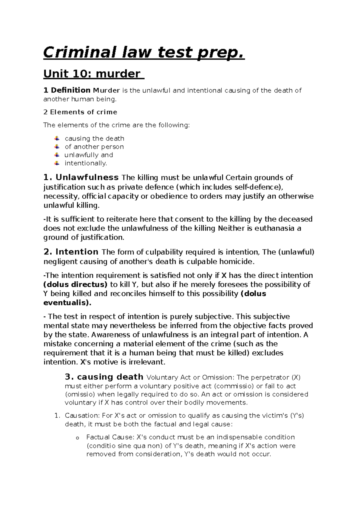 Criminal law test prep (Auto Recovered) - Criminal law test prep. Unit ...