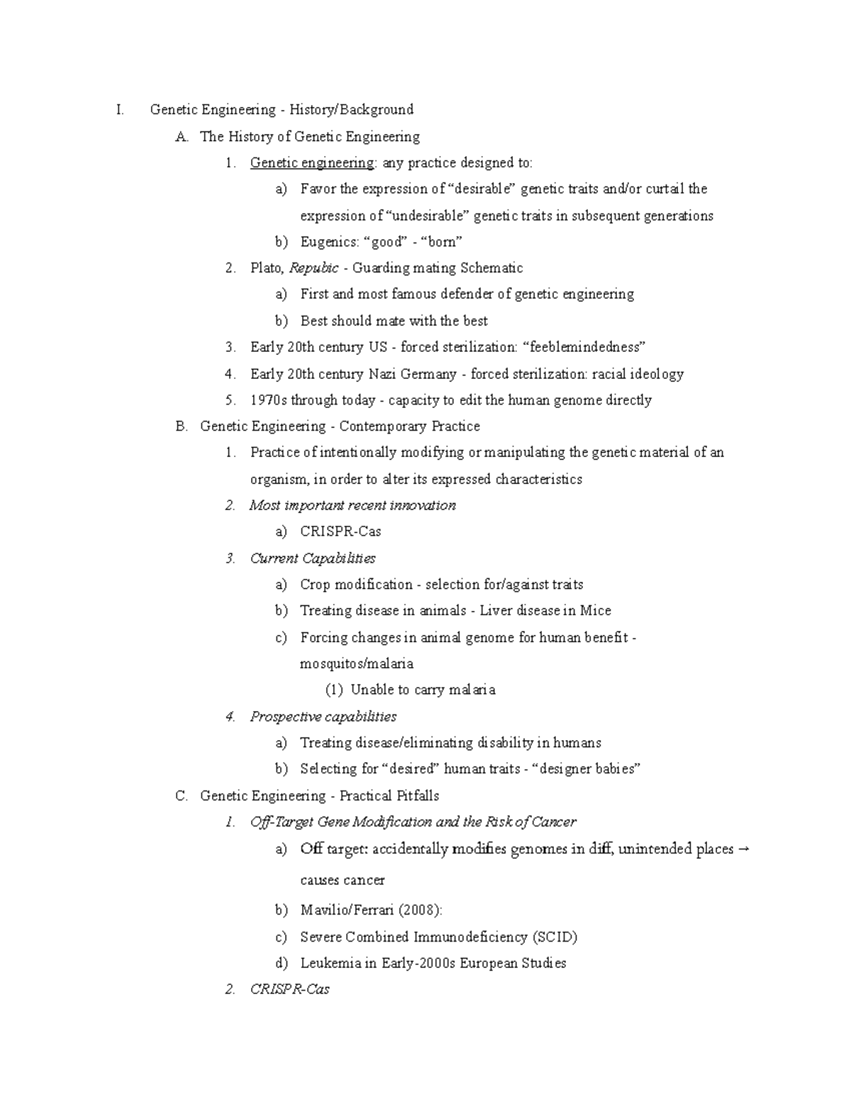 Week 6, Lecture 11 (Nov. 5) - I. Genetic Engineering - History ...