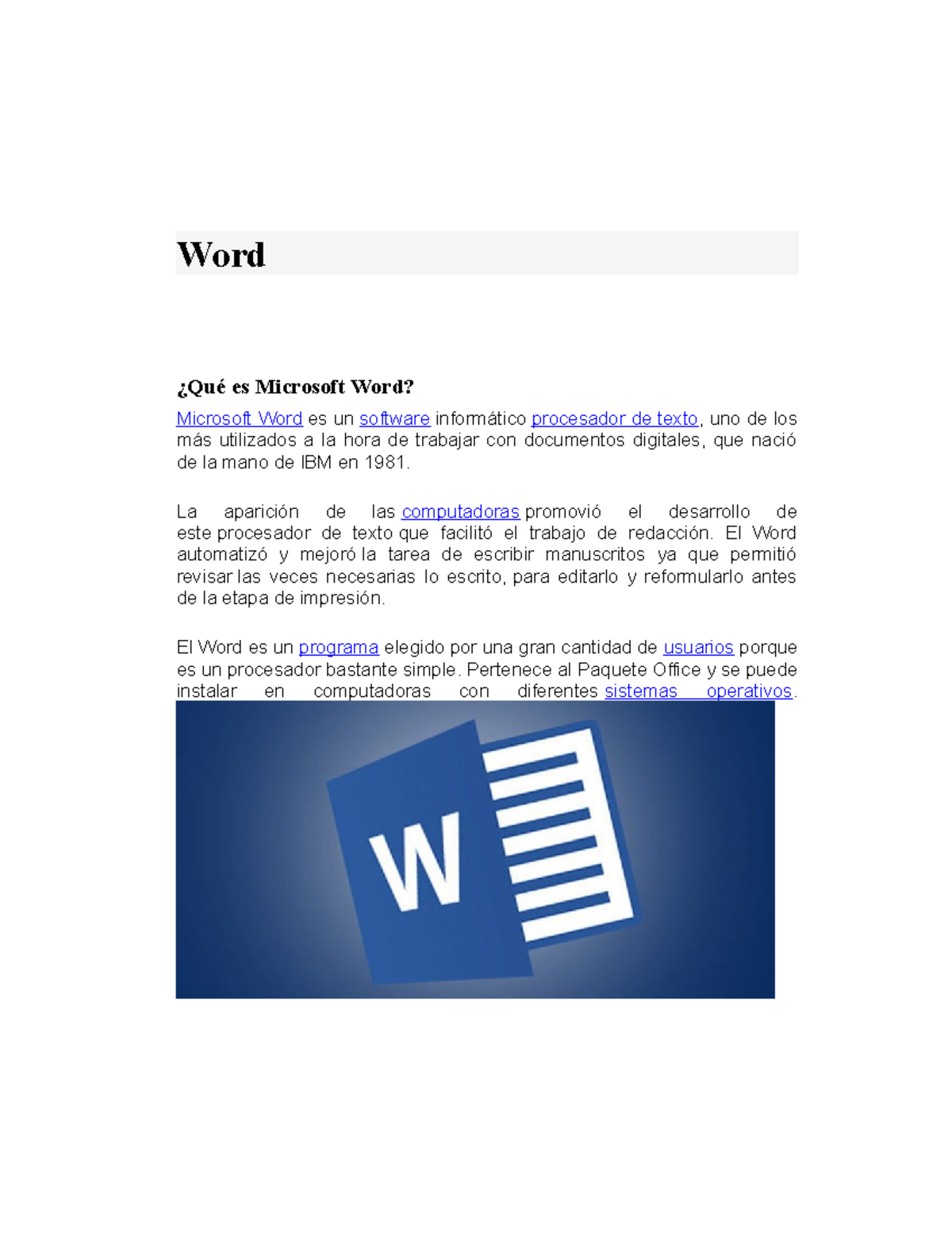 word resumen corto - Word ¿Qué es Microsoft Word? Microsoft Word es un ...