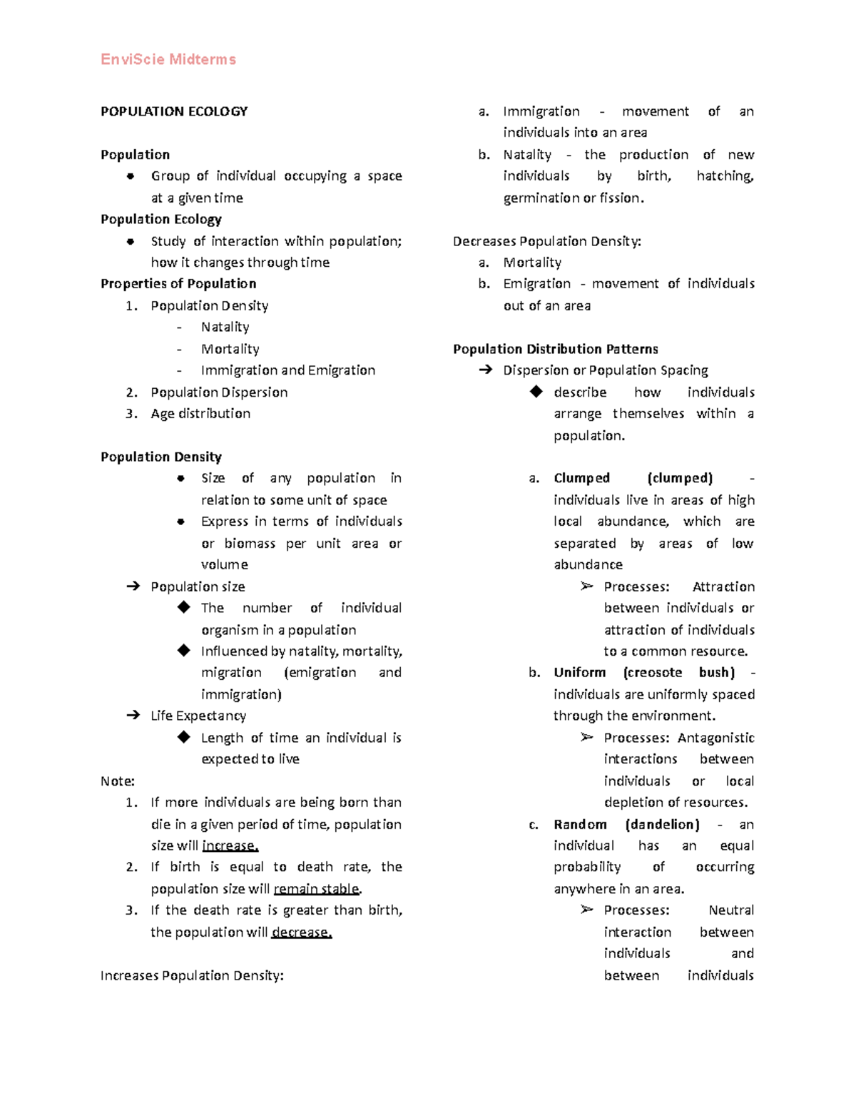 Population Ecology - Reviewer - POPULATION ECOLOGY Population Group of ...