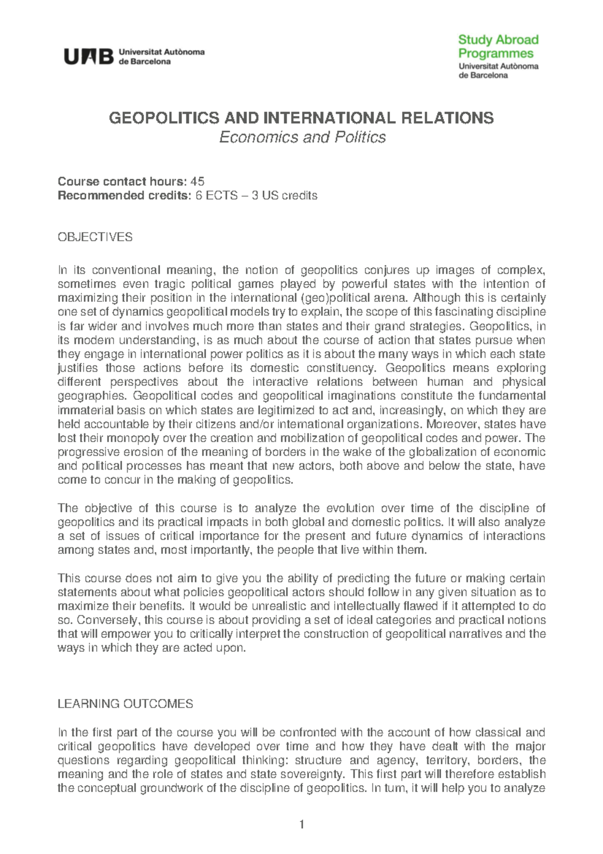 Geopolitics International Relations - GEOPOLITICS AND INTERNATIONAL RELATIONS Economics and ...