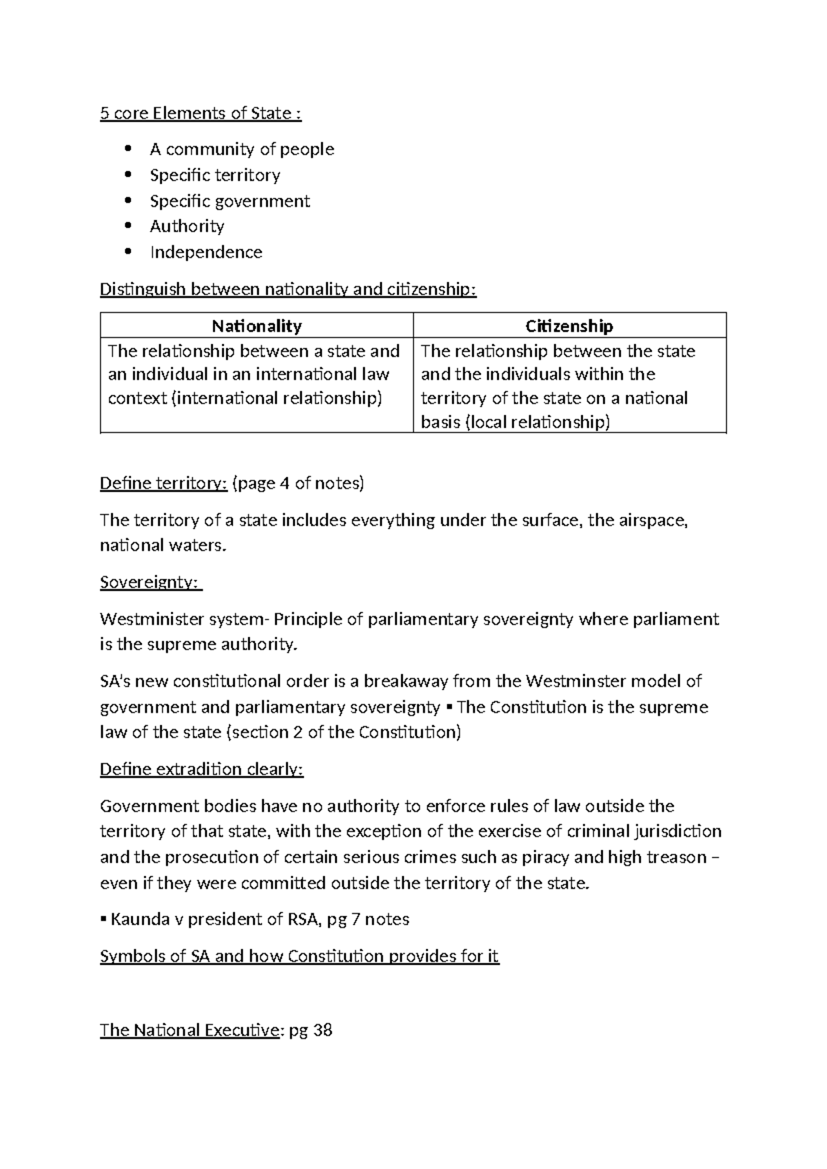 Pbl st1 - PBL 210 summary - 5 core Elements of State : A community of ...