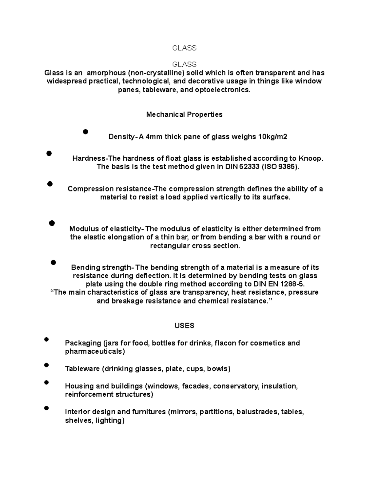 Glass - GLASS GLASS Glass is an amorphous (non-crystalline) solid which ...