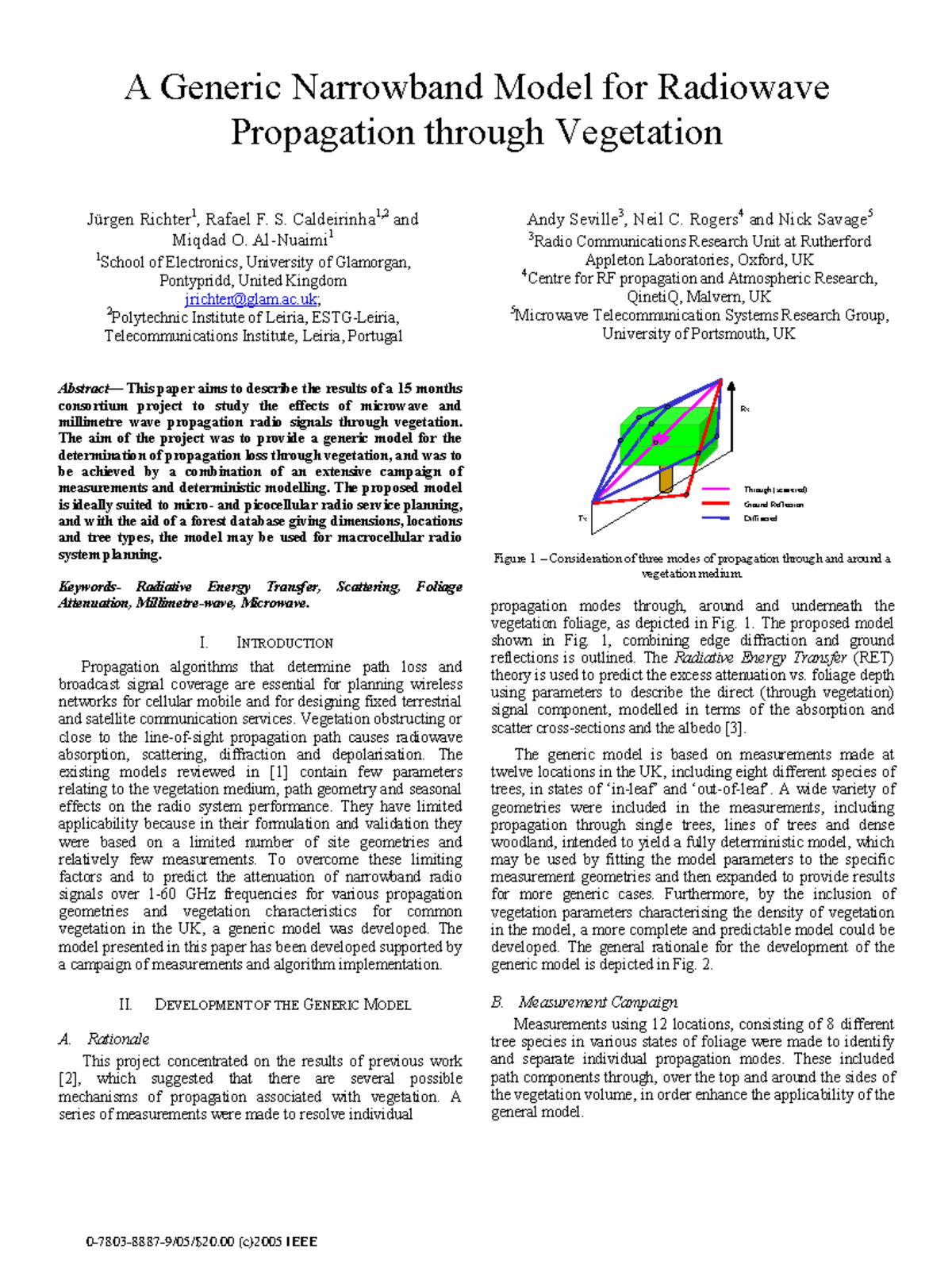 A Generic Narrowband Model For Radiowave Propagation Through Vegetation Rc104 A Generic