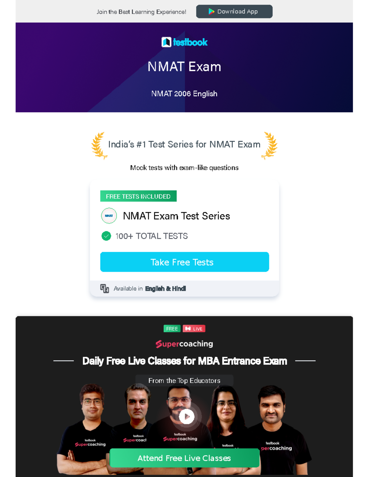 NMAT 2006 English - Join the Best Learning Experience! Download App ...