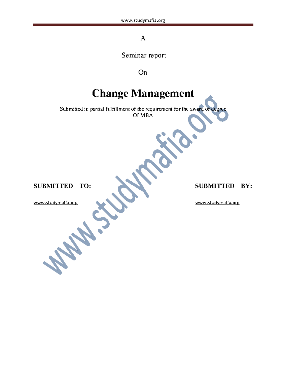 Mba Change management report - A Seminar report On Change Management ...