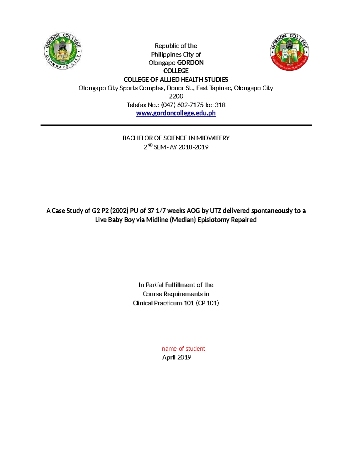 NSD-CASE - normal spontaneous vaginal delivery - Republic of the ...