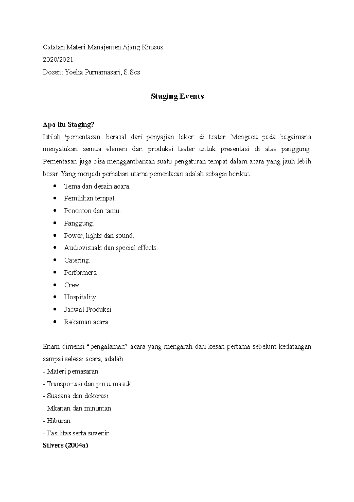 11 Staging Events Catatan Materi Manajemen Ajang Khusus - Catatan Materi Manajemen Ajang Khusus ...