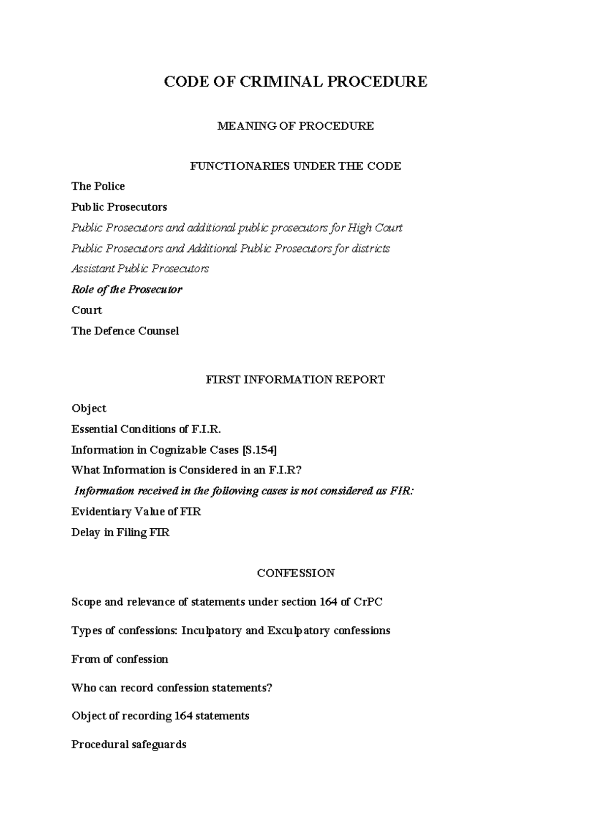 Criminal Law-II Cr.P.C Full Notes 2 - CODE OF CRIMINAL PROCEDURE ...