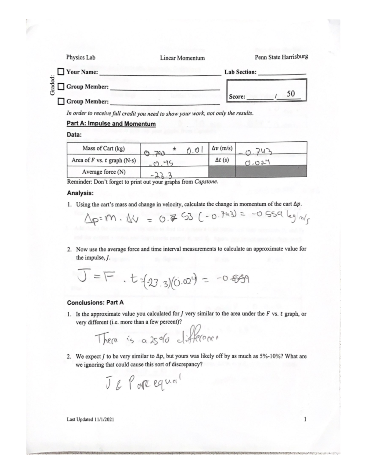 Physics Lab - PHYS 250 - Studocu