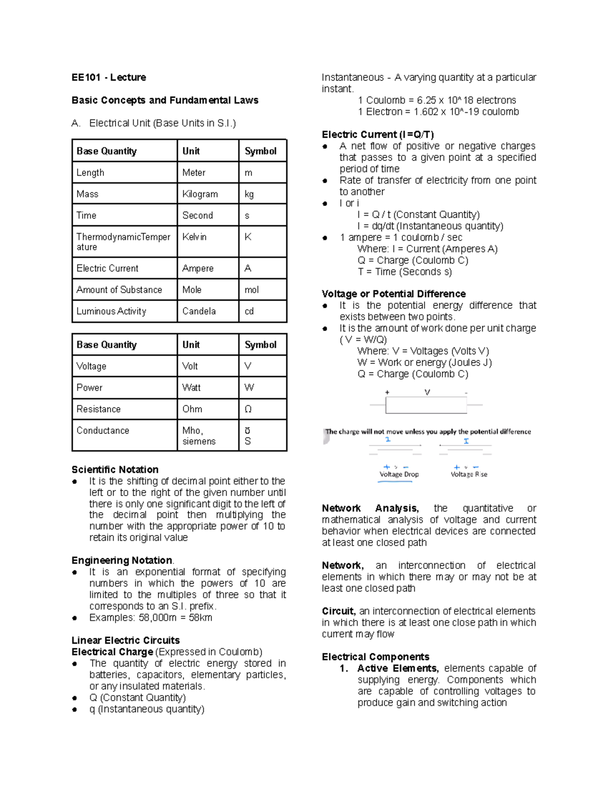 Basic-Concepts - Reviewer for ee basic concepts - EE101 - Lecture Basic ...