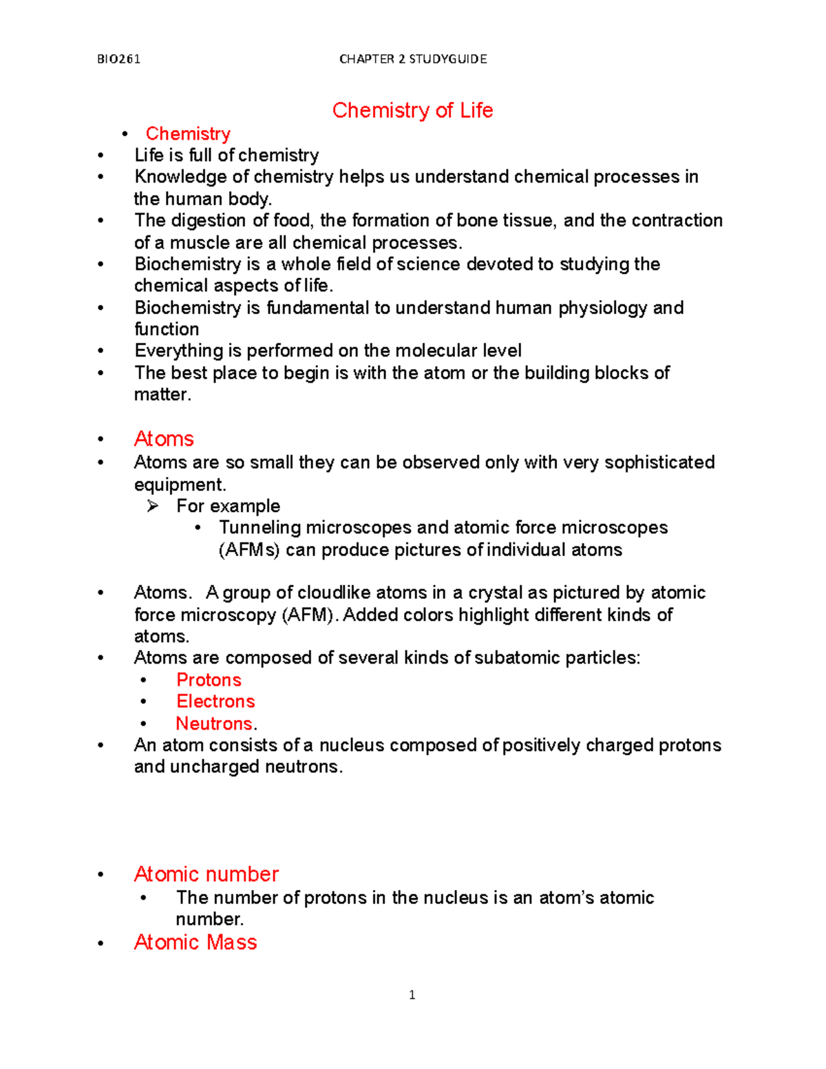 Chapter 2 Notes BIO 261 - Chemistry of Life Chemistry Life is full of ...