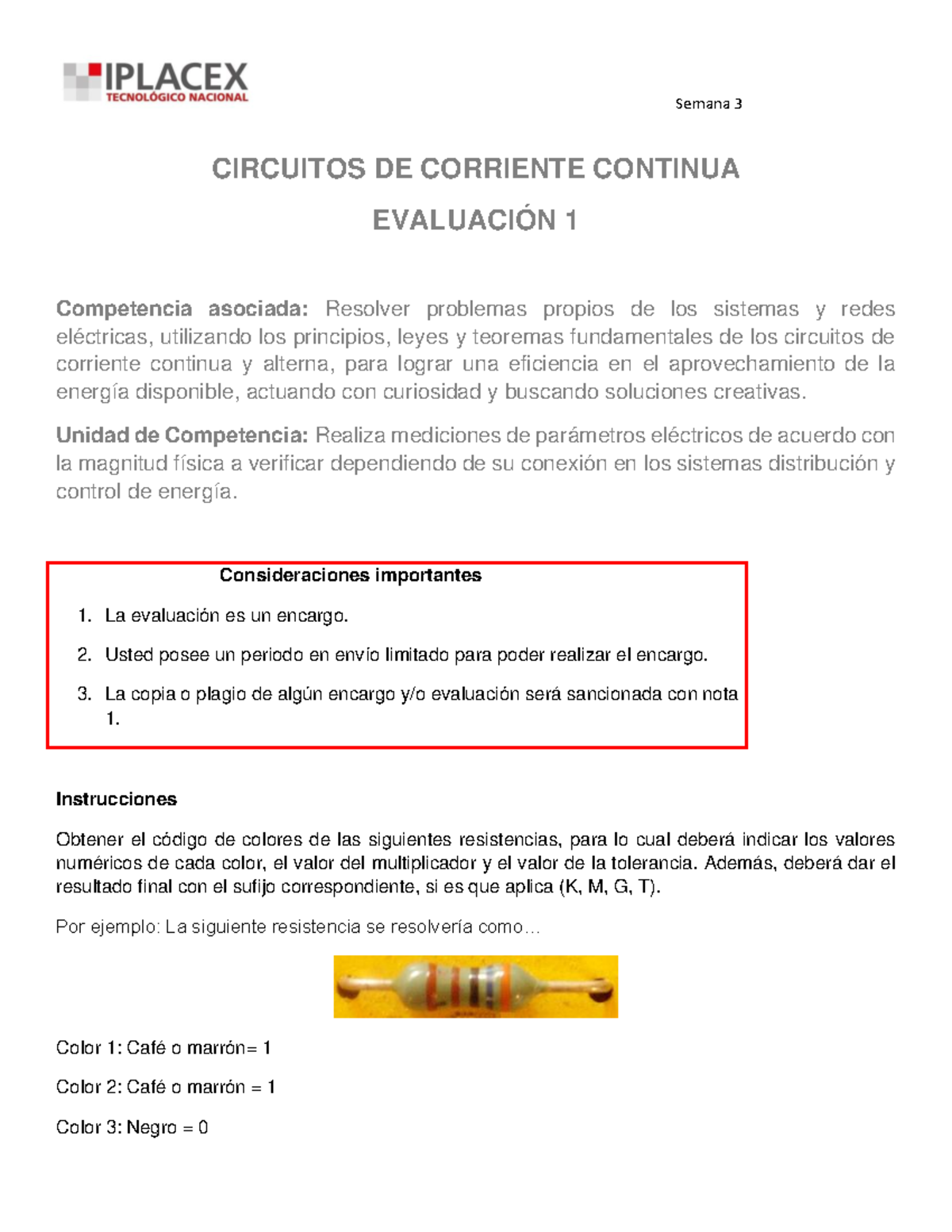 EVA 2A Bastian Avendaño - CIRCUITOS DE CORRIENTE CONTINUA EVALUACIÓN 1 Competencia asociada ...