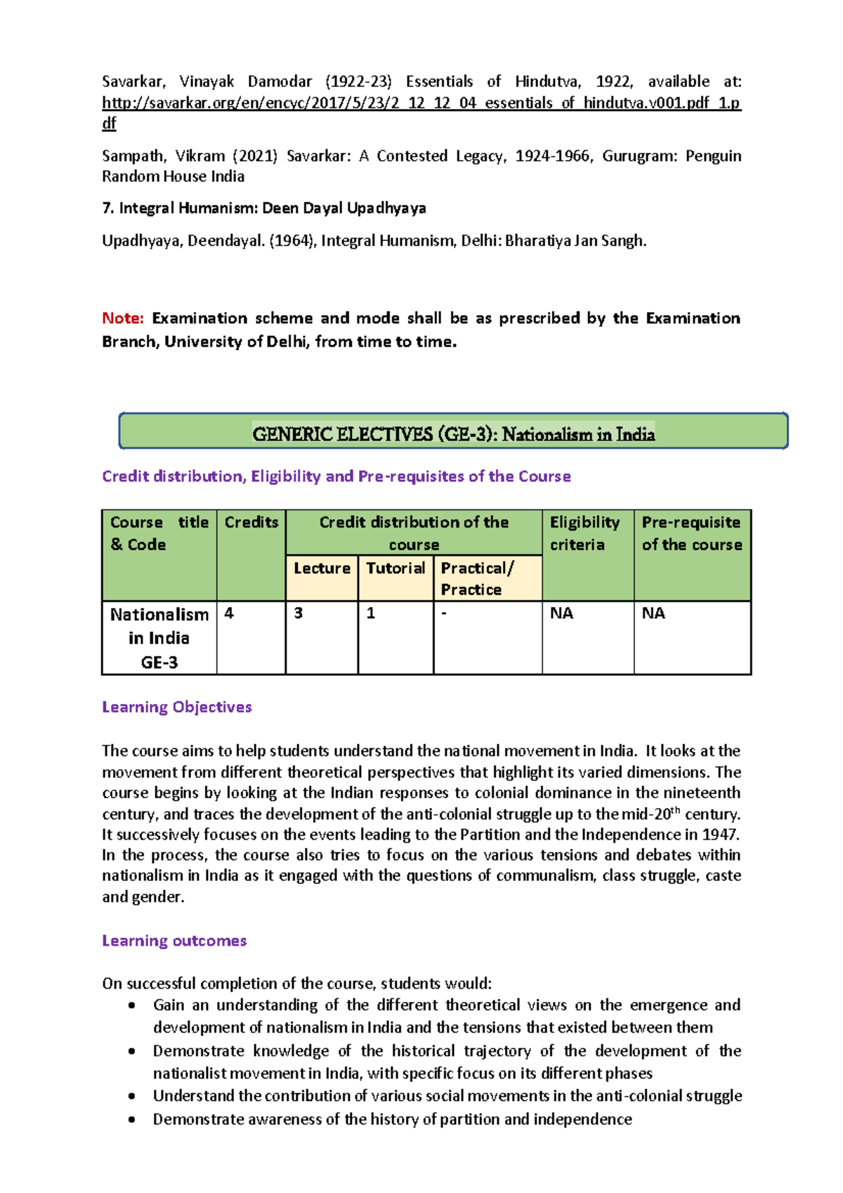 GE POL SCI SEM I HONS - Savarkar, Vinayak Damodar (1922-23) Essentials ...