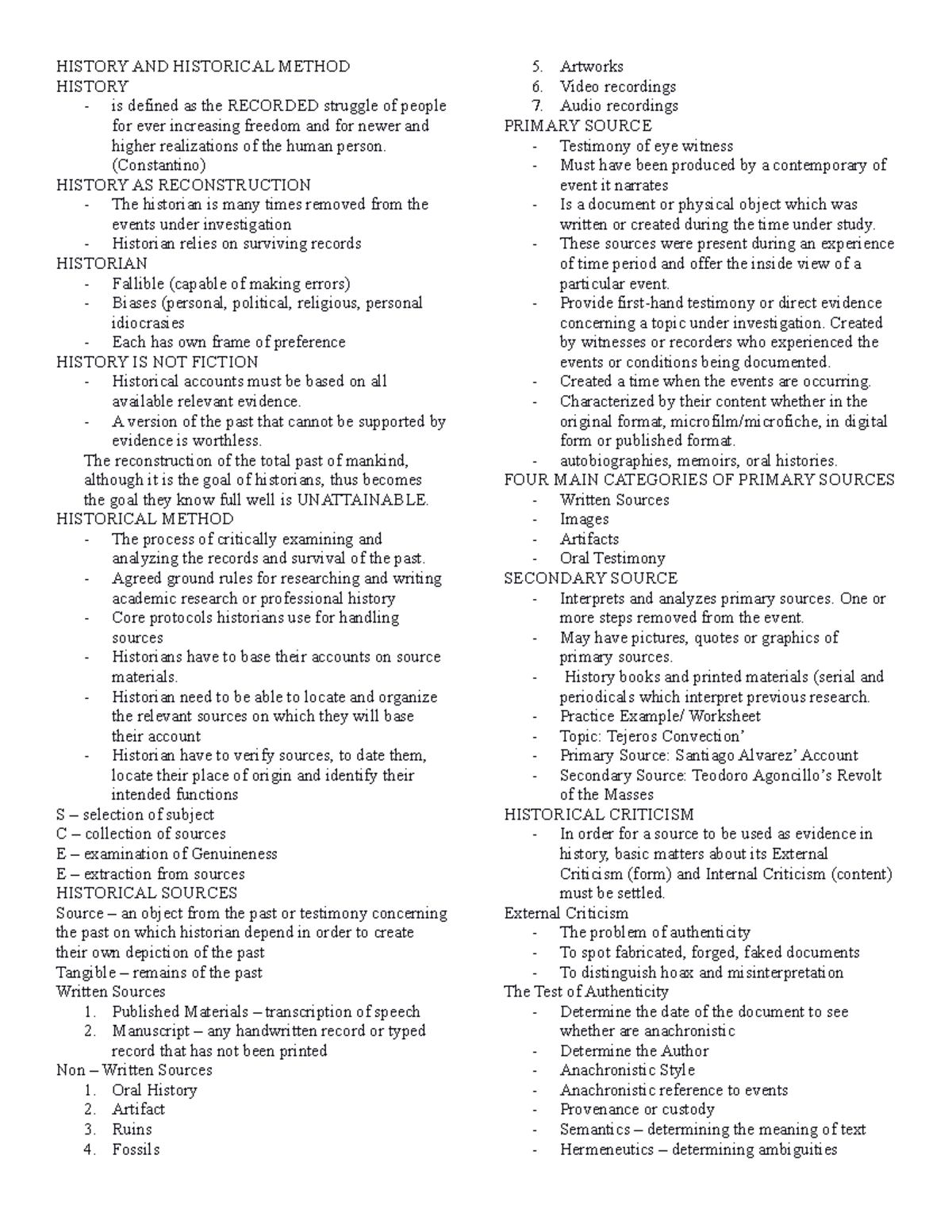 History AND Historical Method - HISTORY AND HISTORICAL METHOD HISTORY ...