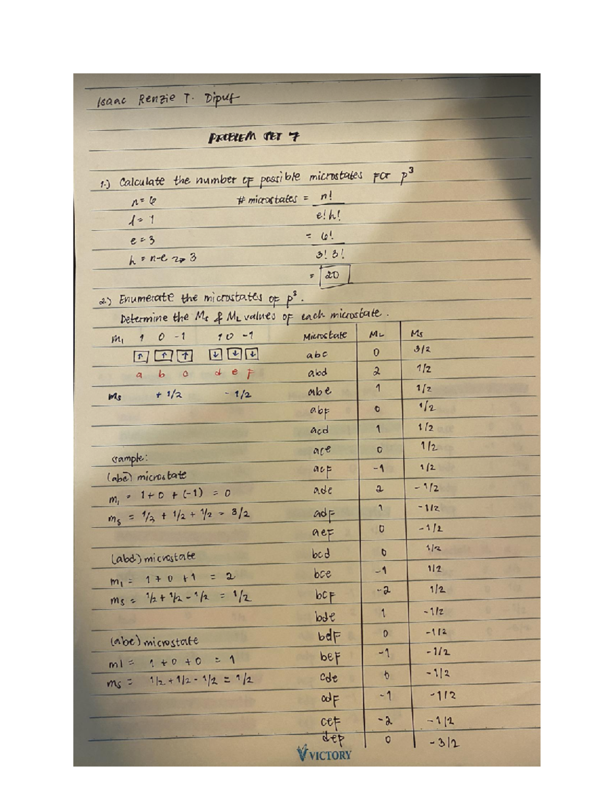 Pchem 3 Probset 7 - Isaac Renzie T. Diput PROBLEM SET 7 1.) Calculate ...