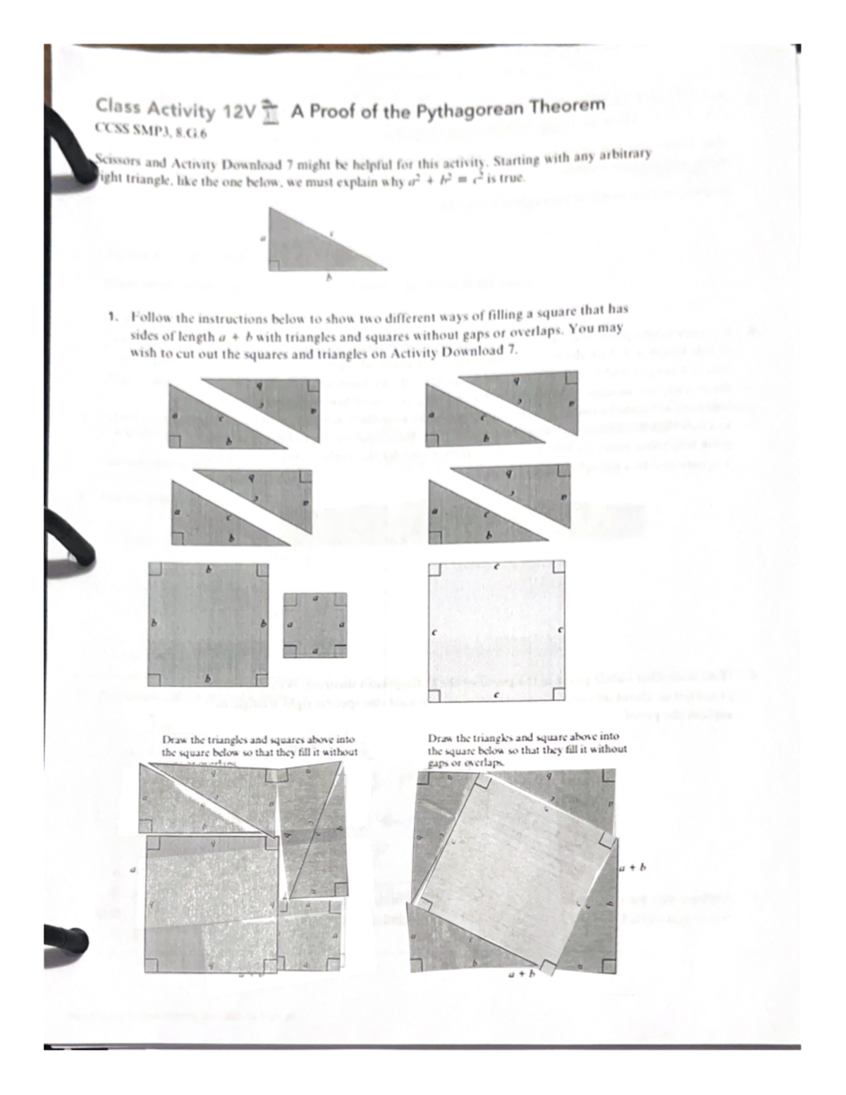 Class Activity 12V 7 A Proof of the Pythagorean Theorem - Math 121 ...