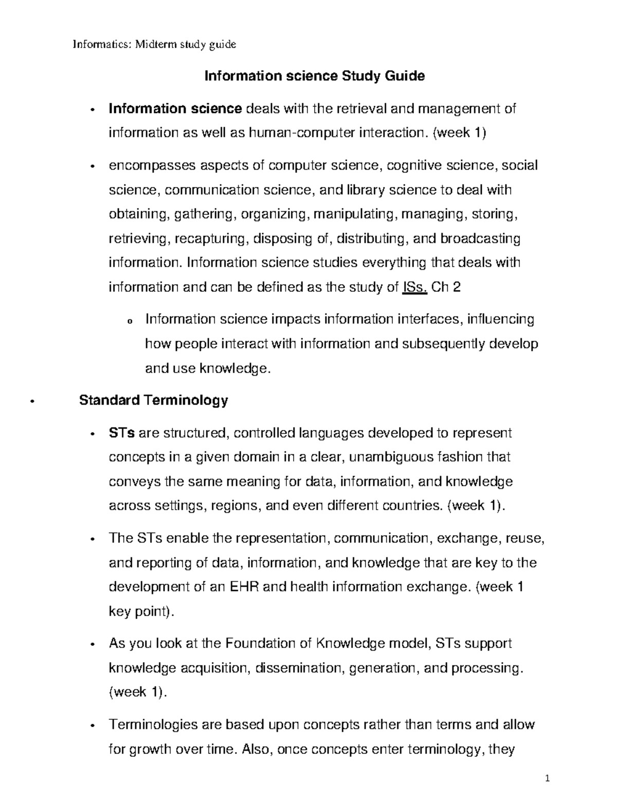 Information science Study Guide - Information science Study Guide ...