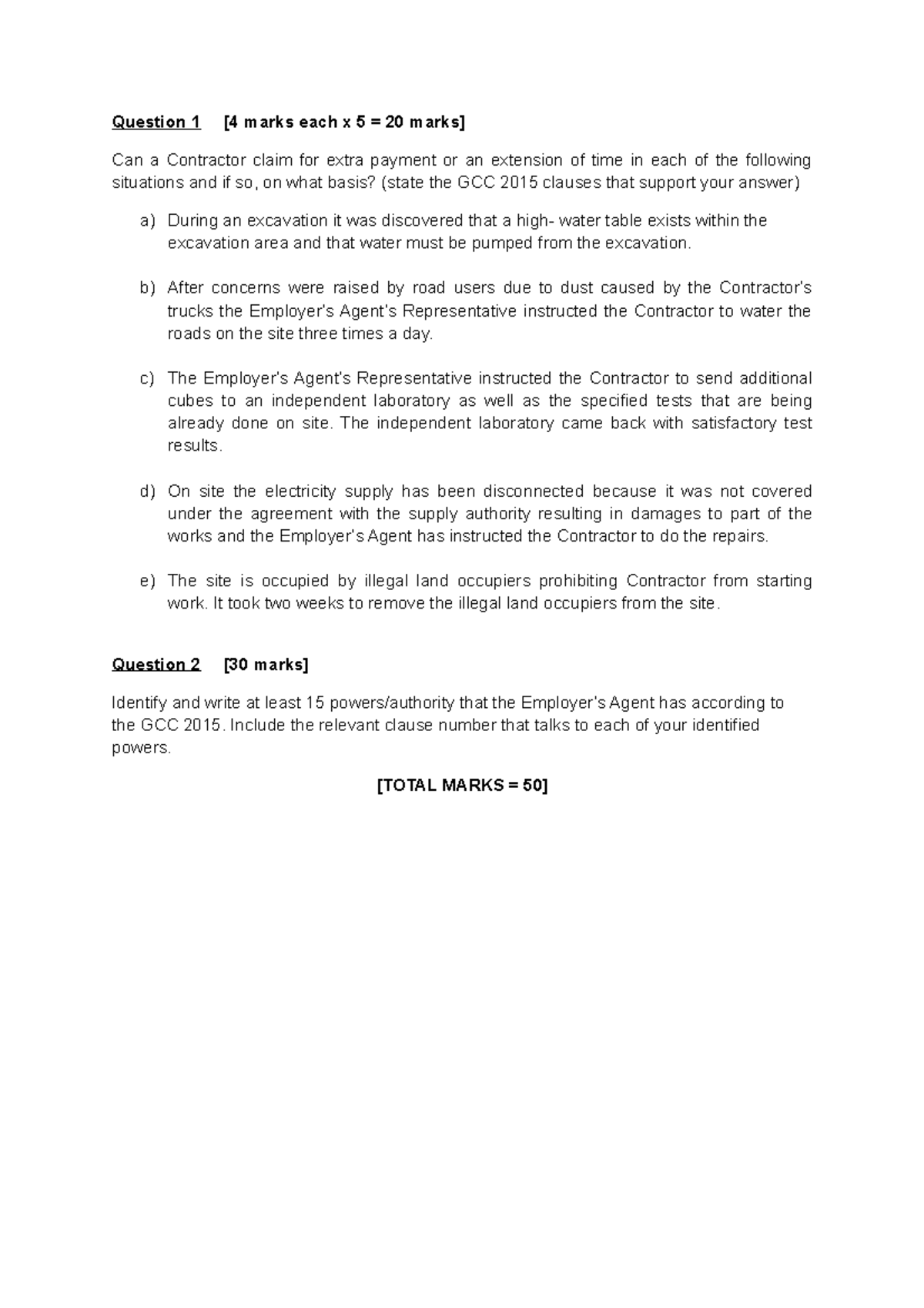 GCC Tutorial 1 GCC Questions Question 1 4 Marks Each X 5 20
