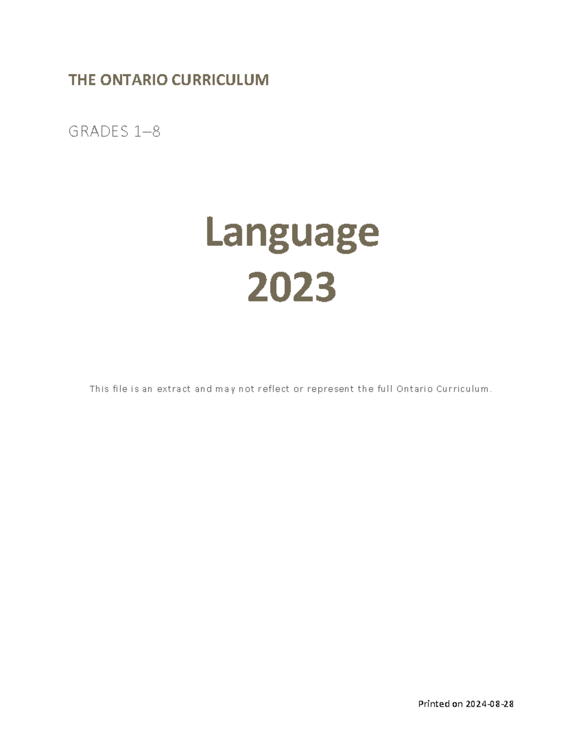 Language - syllabus - Printed on 2024-08- THE ONTARIO CURRICULUM GRADES ...