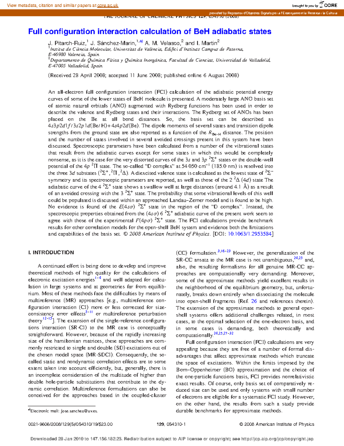 70990500 - Cours - Full configuration interaction calculation of BeH ...