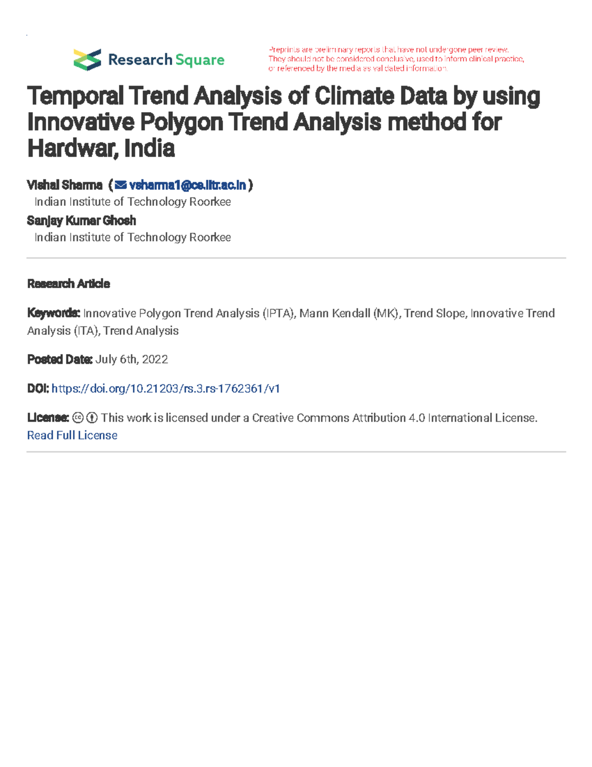 V1 covered - Literature Review - Temporal Trend Analysis of Climate ...