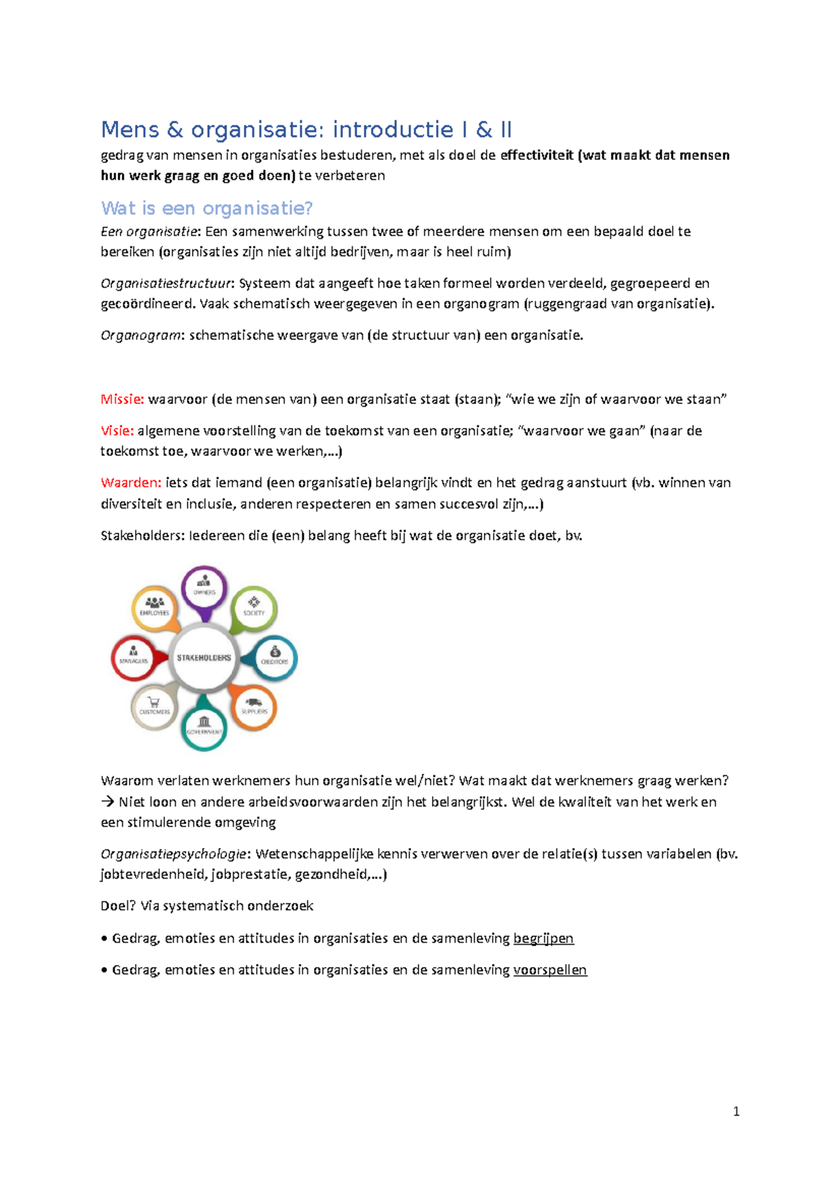 Mens En Organisatie Samenvatting Mens And Organisatie Introductie I