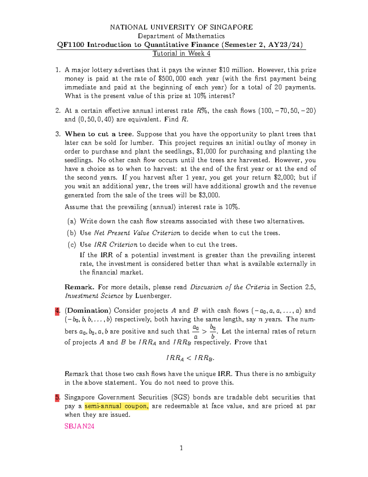 Tutorial-2 - tutorial - NATIONAL UNIVERSITY OF SINGAPORE Department of ...