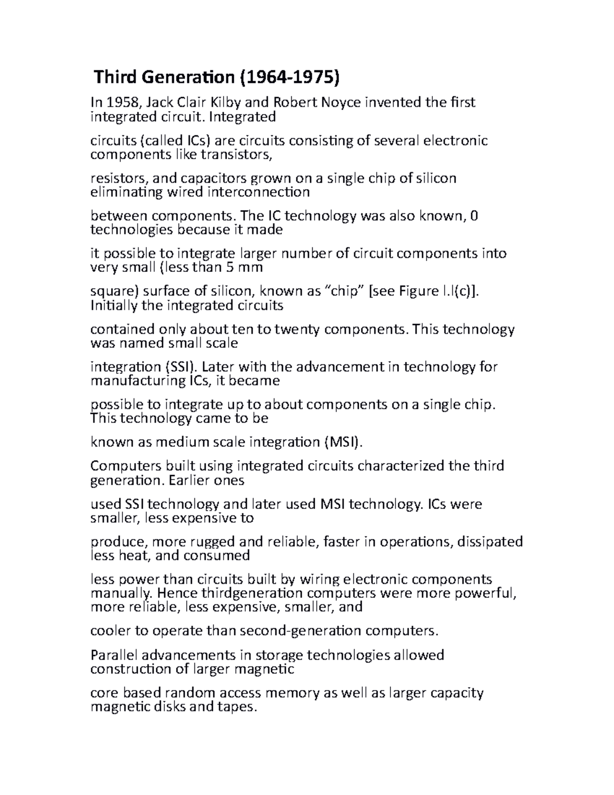 Third Generation (1964-1975) notes - Third Generation (1964-1975) In ...