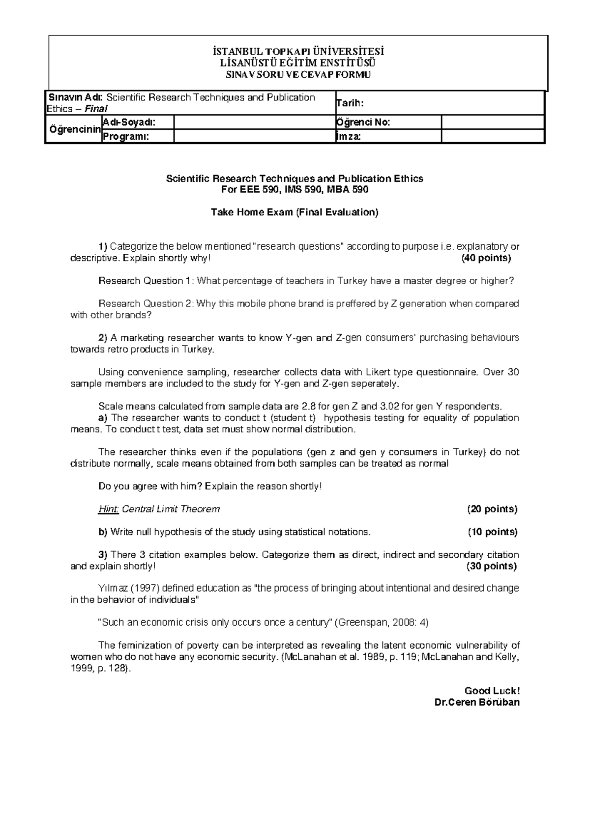 Scientific Research 2023-24 Final Take Home - İSTANBUL TOPKAPI ...