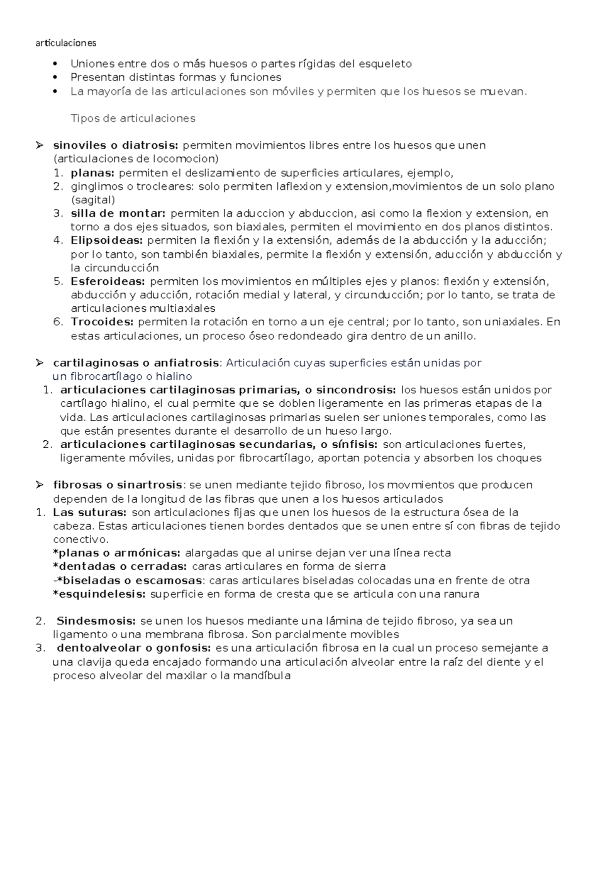 Articulaciones - articulacion - articulaciones Uniones entre dos o más ...