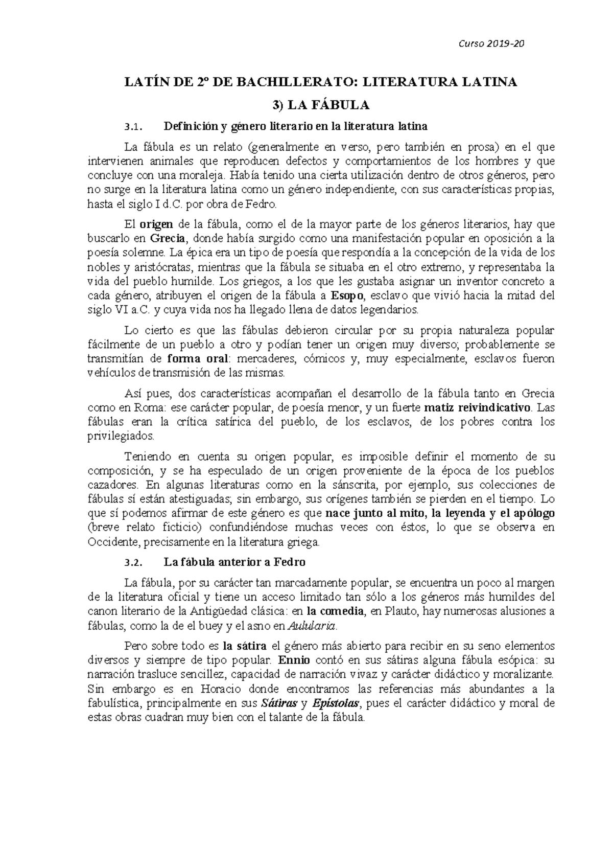 Latín 2º La fábula latina - Warning: TT: undefined function: 32 Curso ...
