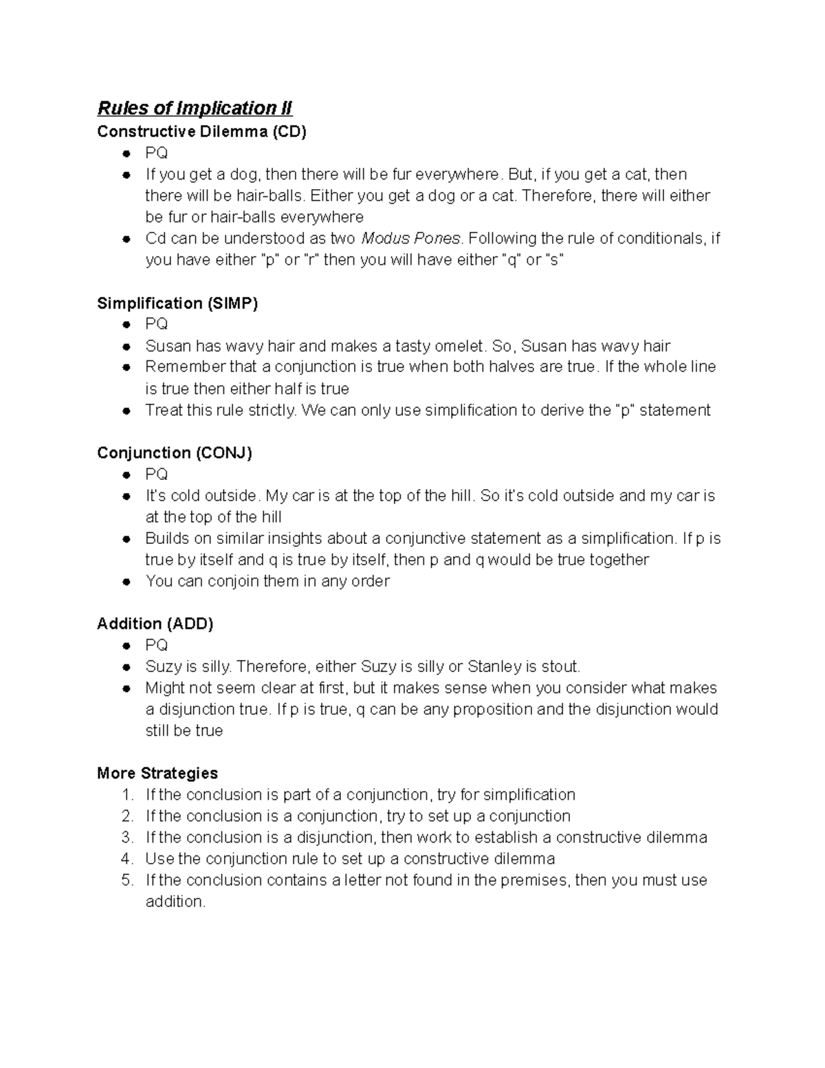 Rules of Implication II - Rules of Implication II Constructive Dilemma ...