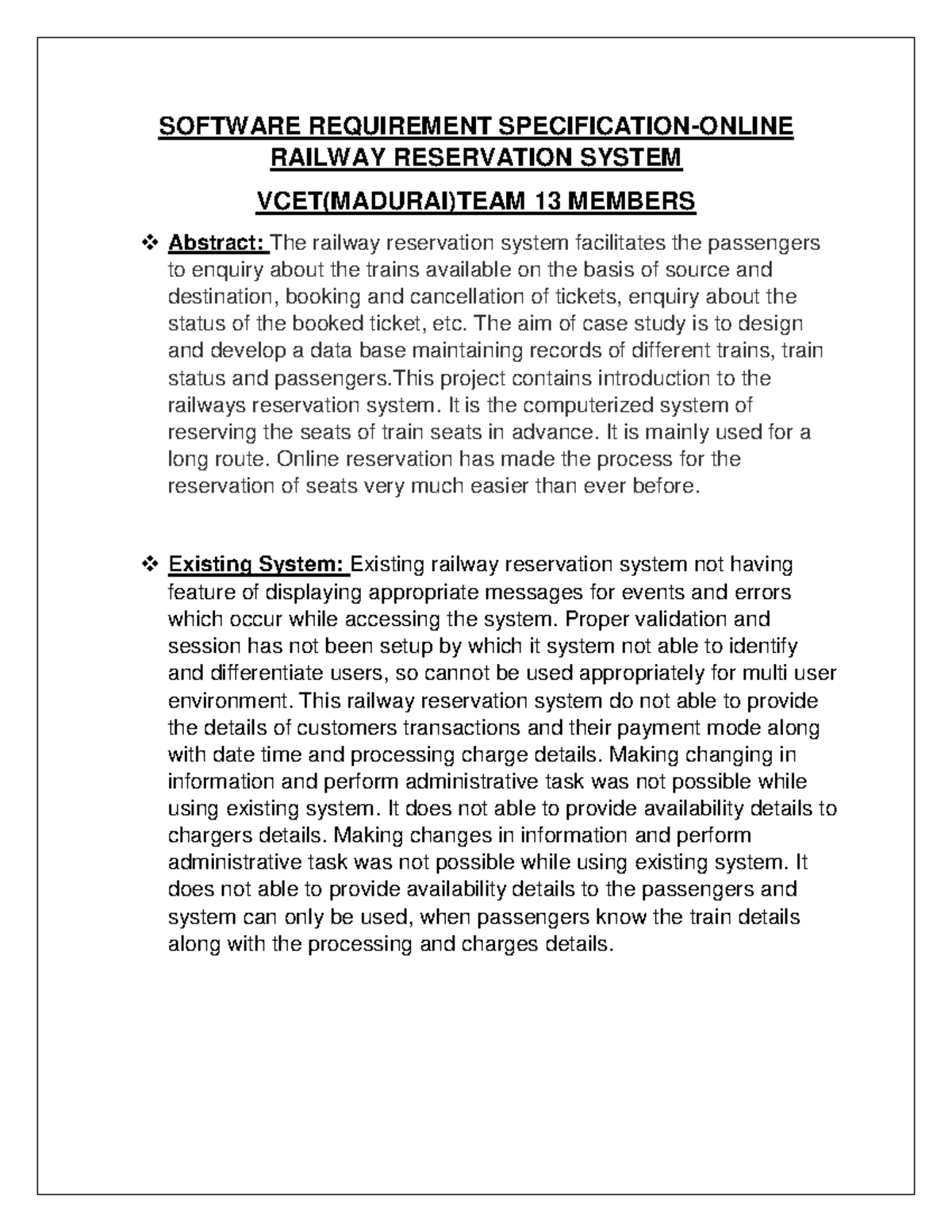 VCET SRS - Study pdf - SOFTWARE REQUIREMENT SPECIFICATION-ONLINE ...