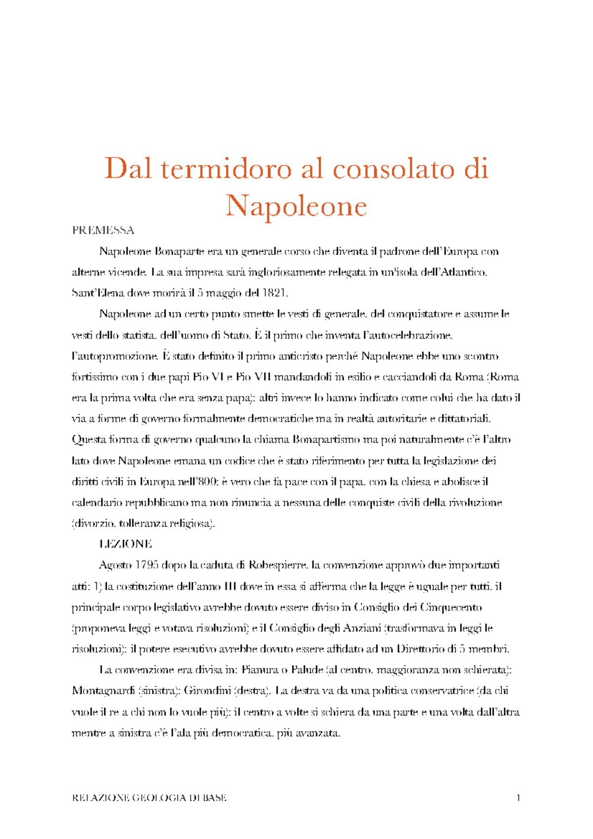 Saggio - appunti Dal termidoro al consolato di Napoleone - Dal ...