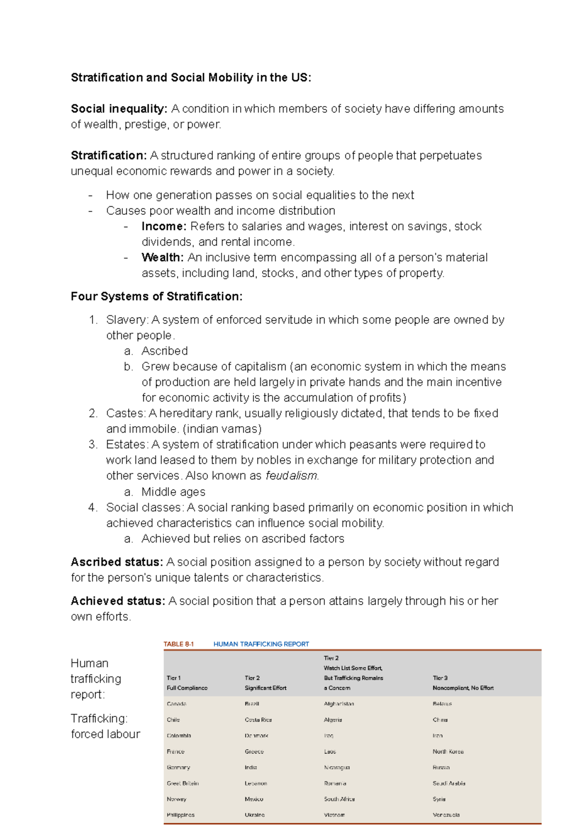 Intro to Sociology exam 2 study guide - Stratification and Social ...